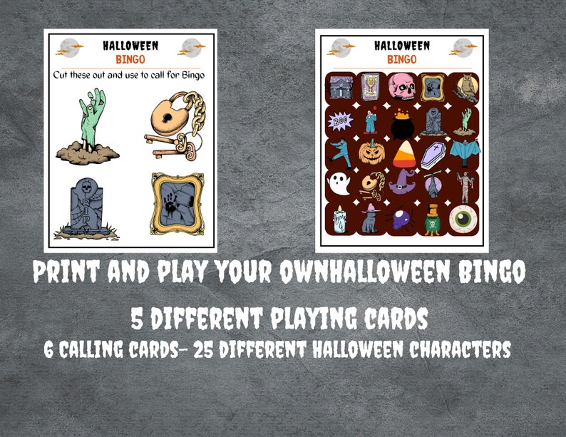 Halloween Bingo Playing Cards- Printable Instant Download - Etsy