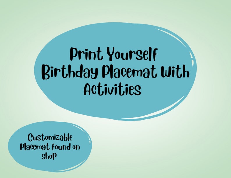 Birthday Place Mat, Activity Sheet, Birthday Download, Birthday ...
