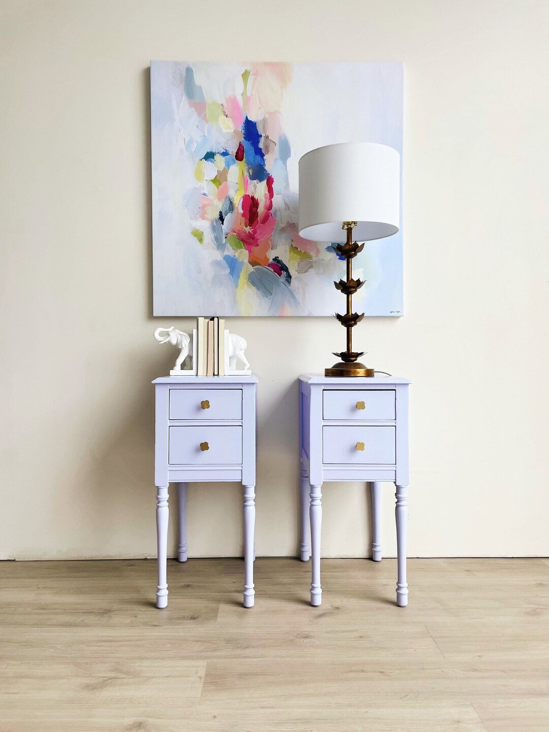 Margo Antique Nightstand Set in Purple Vintage End Tables - Etsy