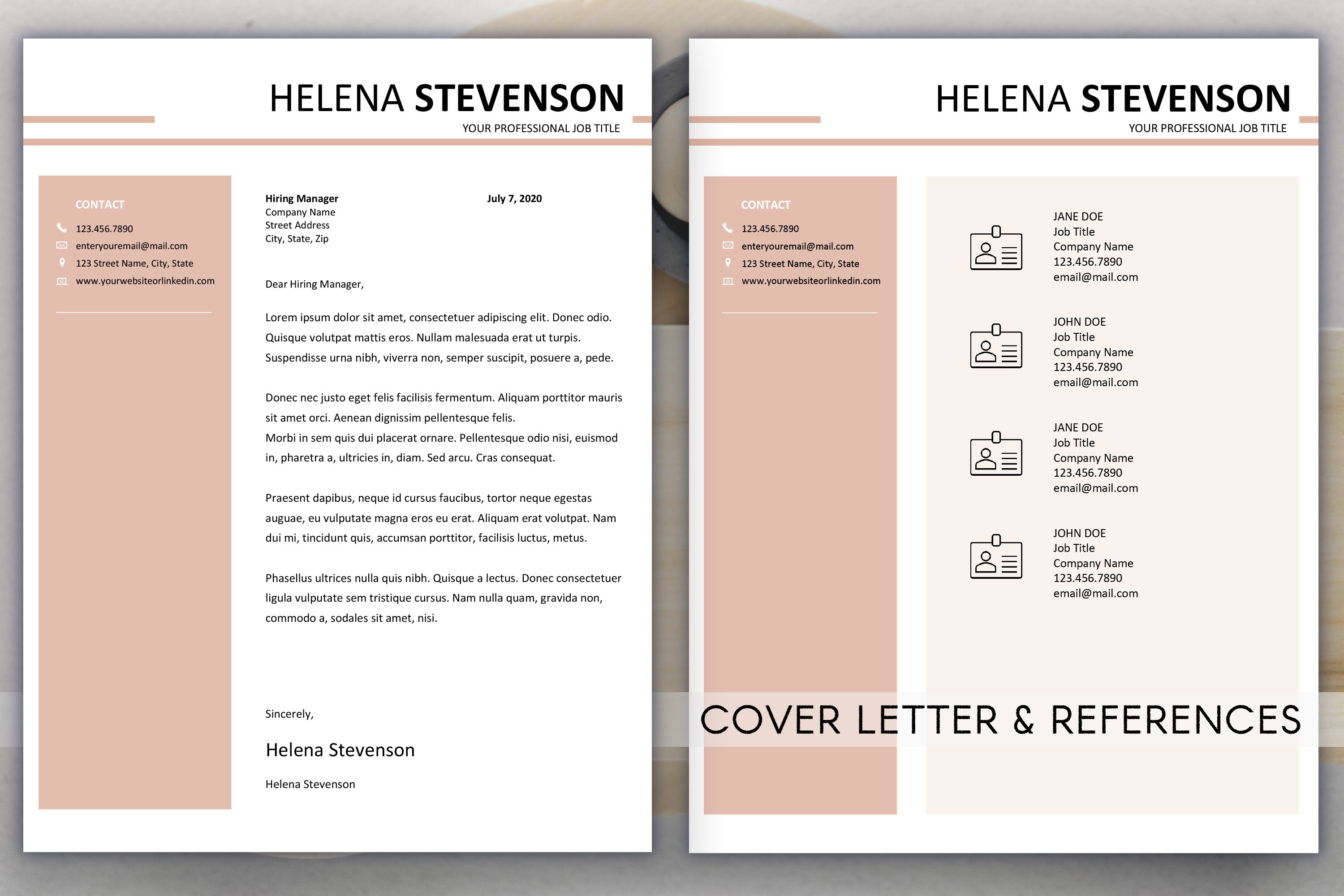 Creative, Boho, Minimal Resume Template Word CV 1, 2 Page Resume Cover ...