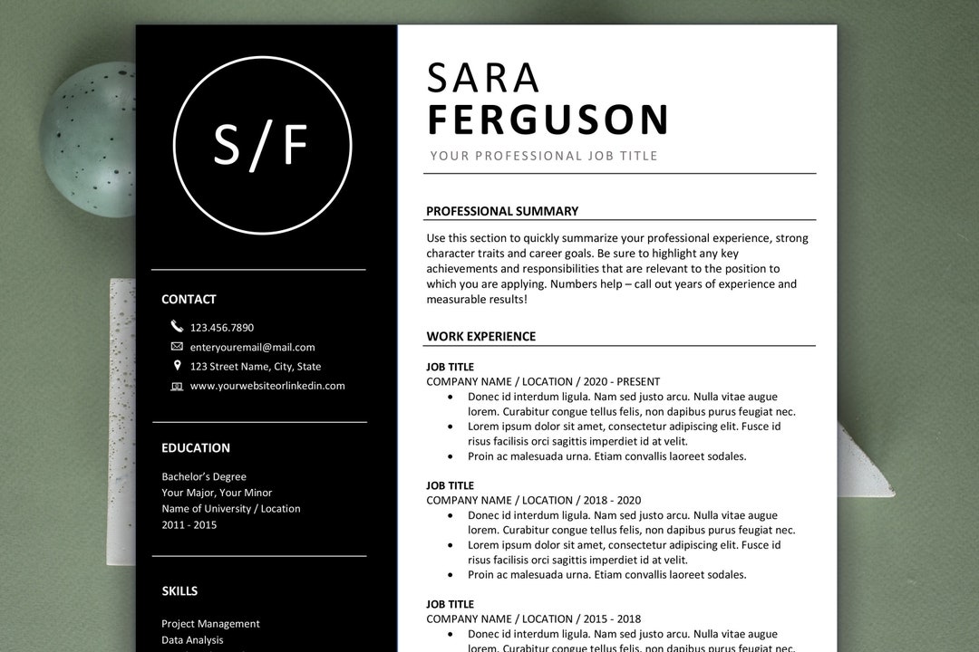 Minimal, Creative Resume Template Word CV Template 1, 2 Page Resume ...