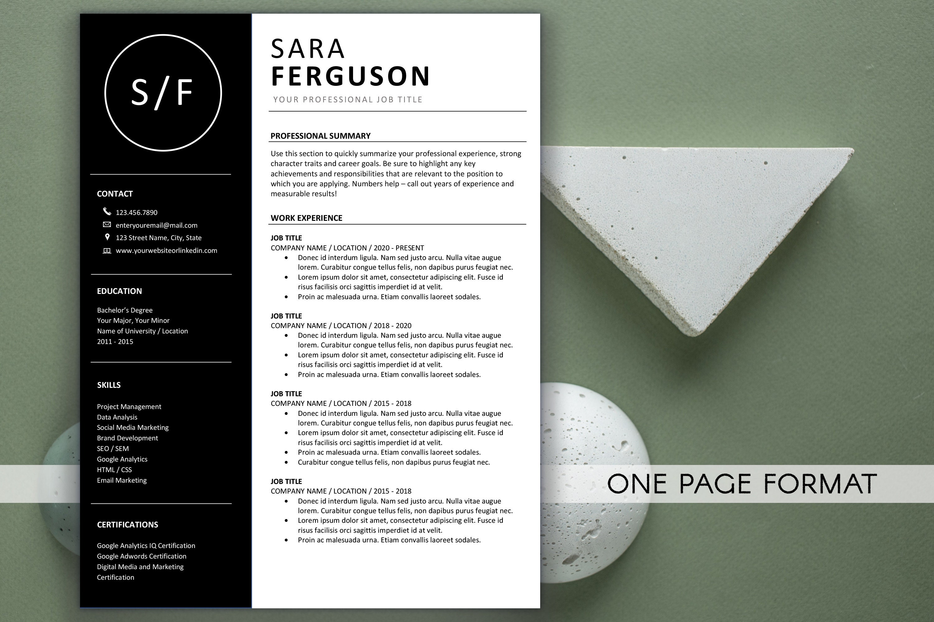 Minimal, Creative Resume Template Word CV Template 1, 2 Page Resume ...