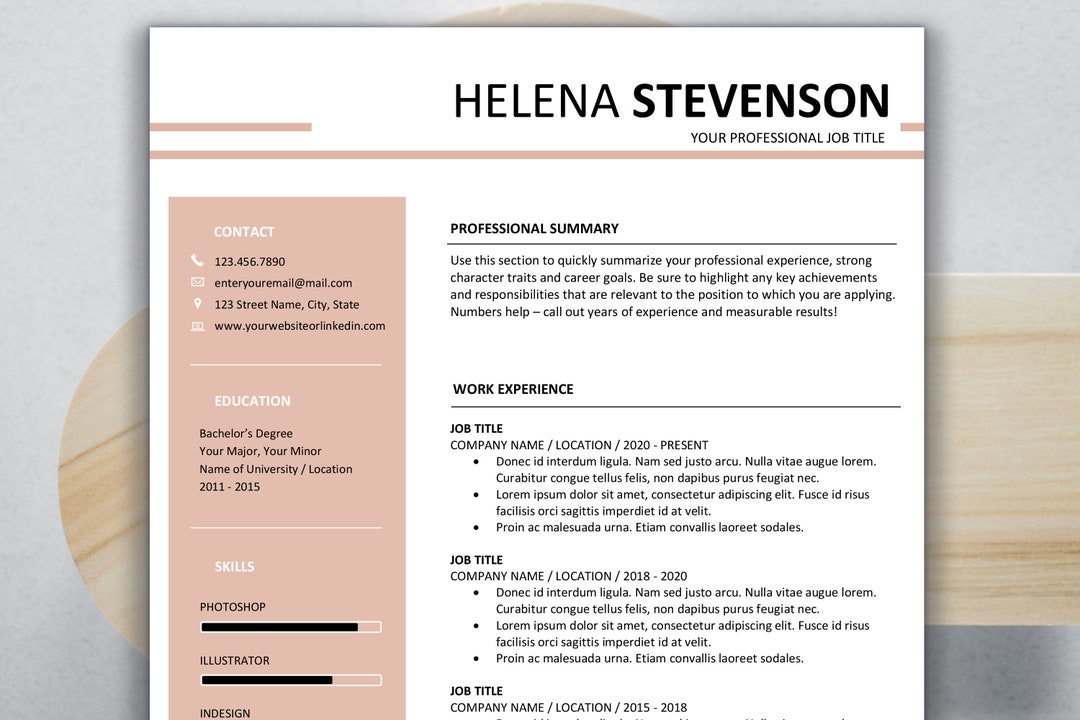 Creative, Boho, Minimal Resume Template Word CV 1, 2 Page Resume Cover ...