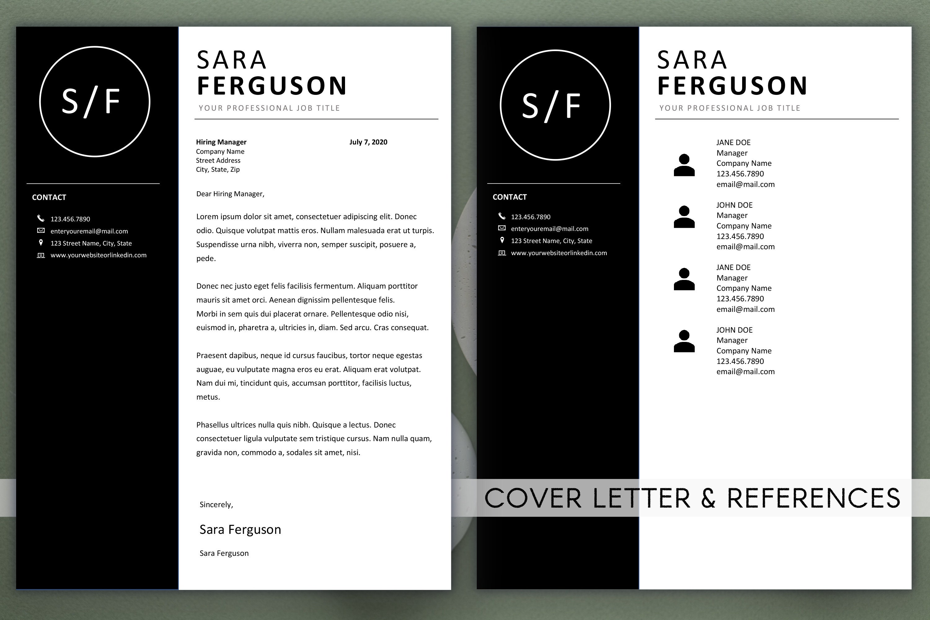 Minimal, Creative Resume Template Word CV Template 1, 2 Page Resume ...