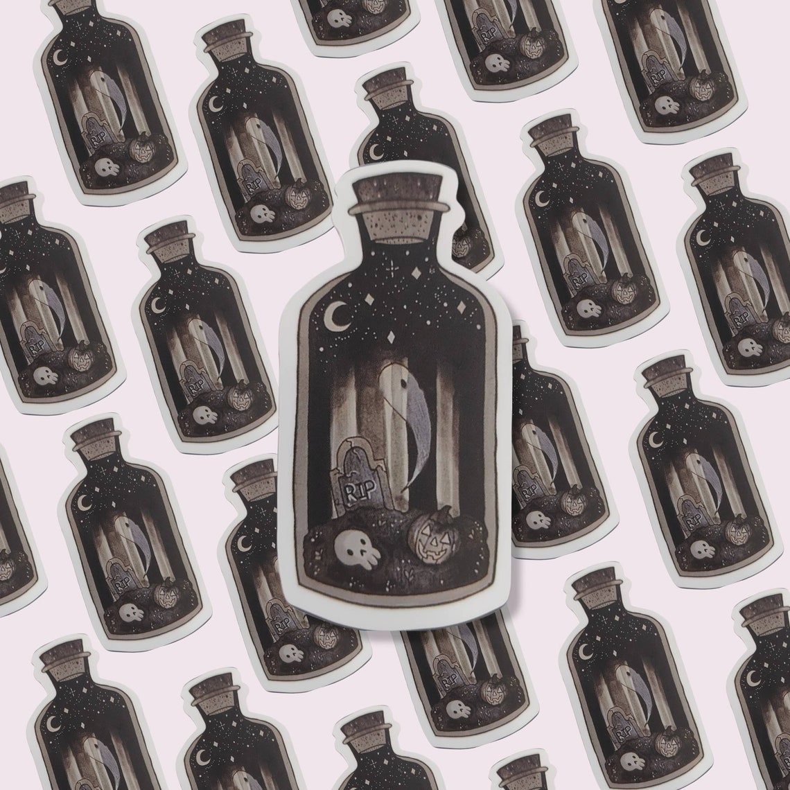 Halloween Ghost in a Bottle Sticker - Etsy