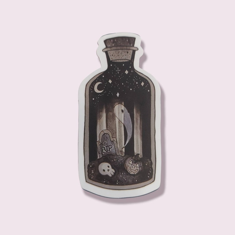 Halloween Ghost in a Bottle Sticker - Etsy
