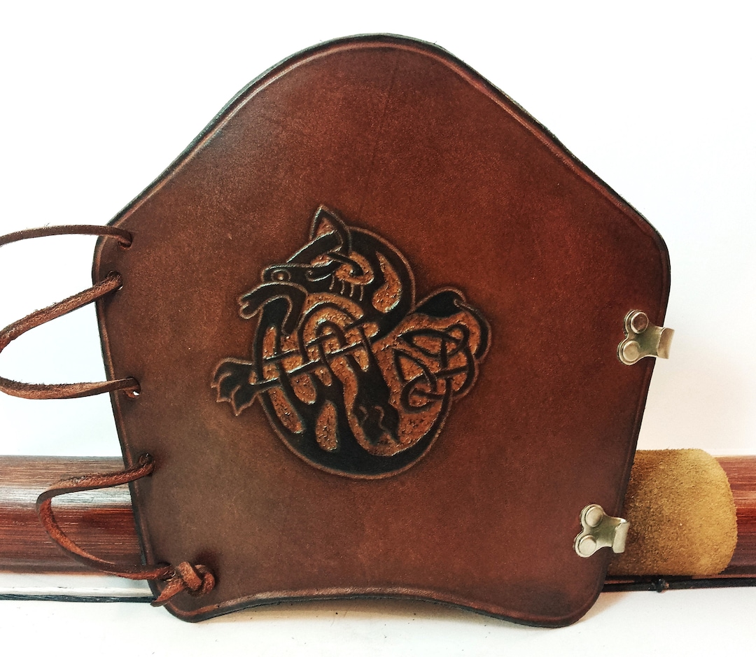 Armguard Archery Leather Brown Celtic Griffin Punched Traditional Cuff ...