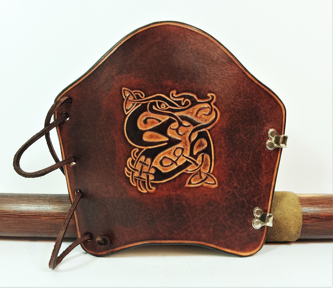 Armguard Archery Viking Grip Leather Brown Tooled Cuff Traditional ...