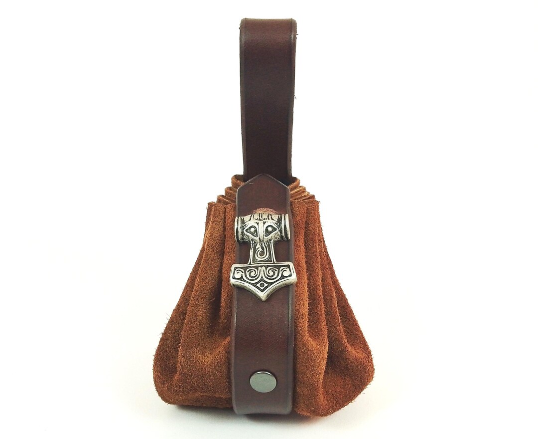 Handmade Money Bag Malmer of Thor Leather Brown Belt Leather Bag Viking ...