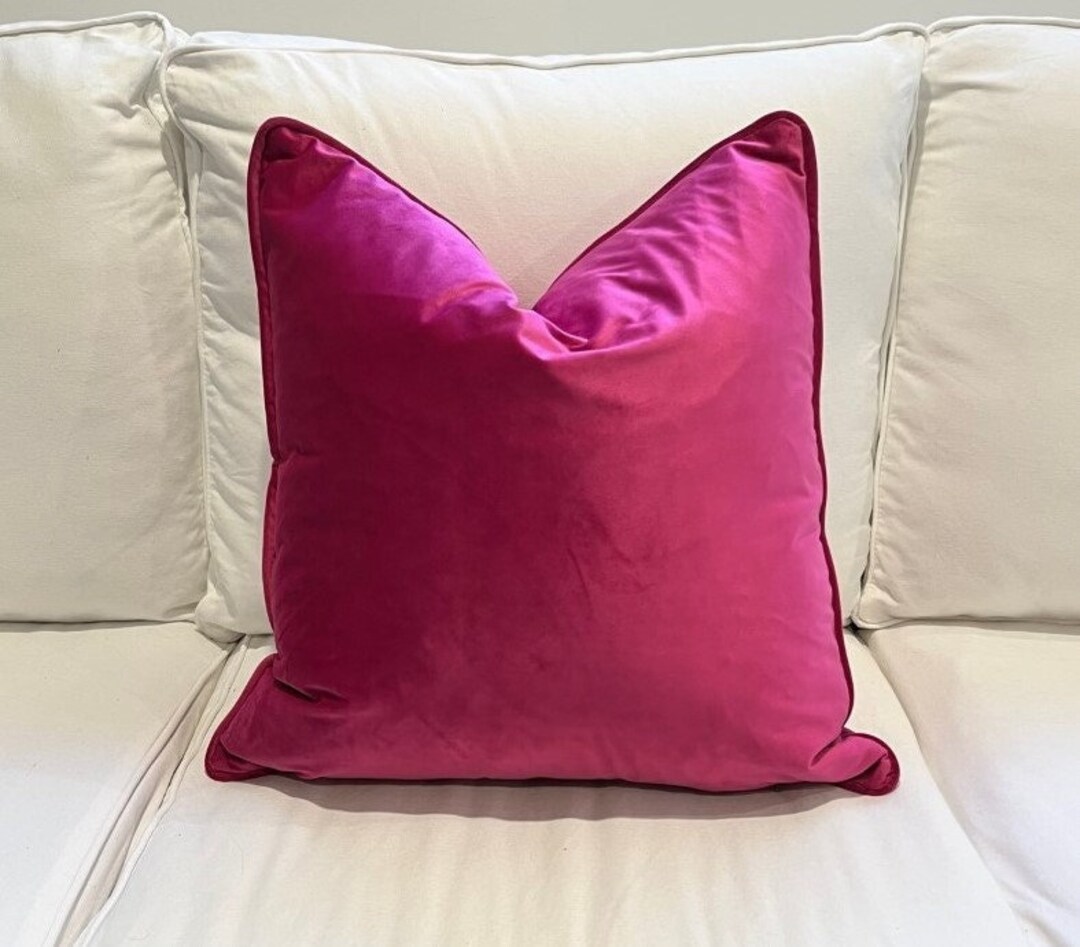 Magenta Pink Cushion, Velvet Material Cushion Cover, Pink Cushions ...
