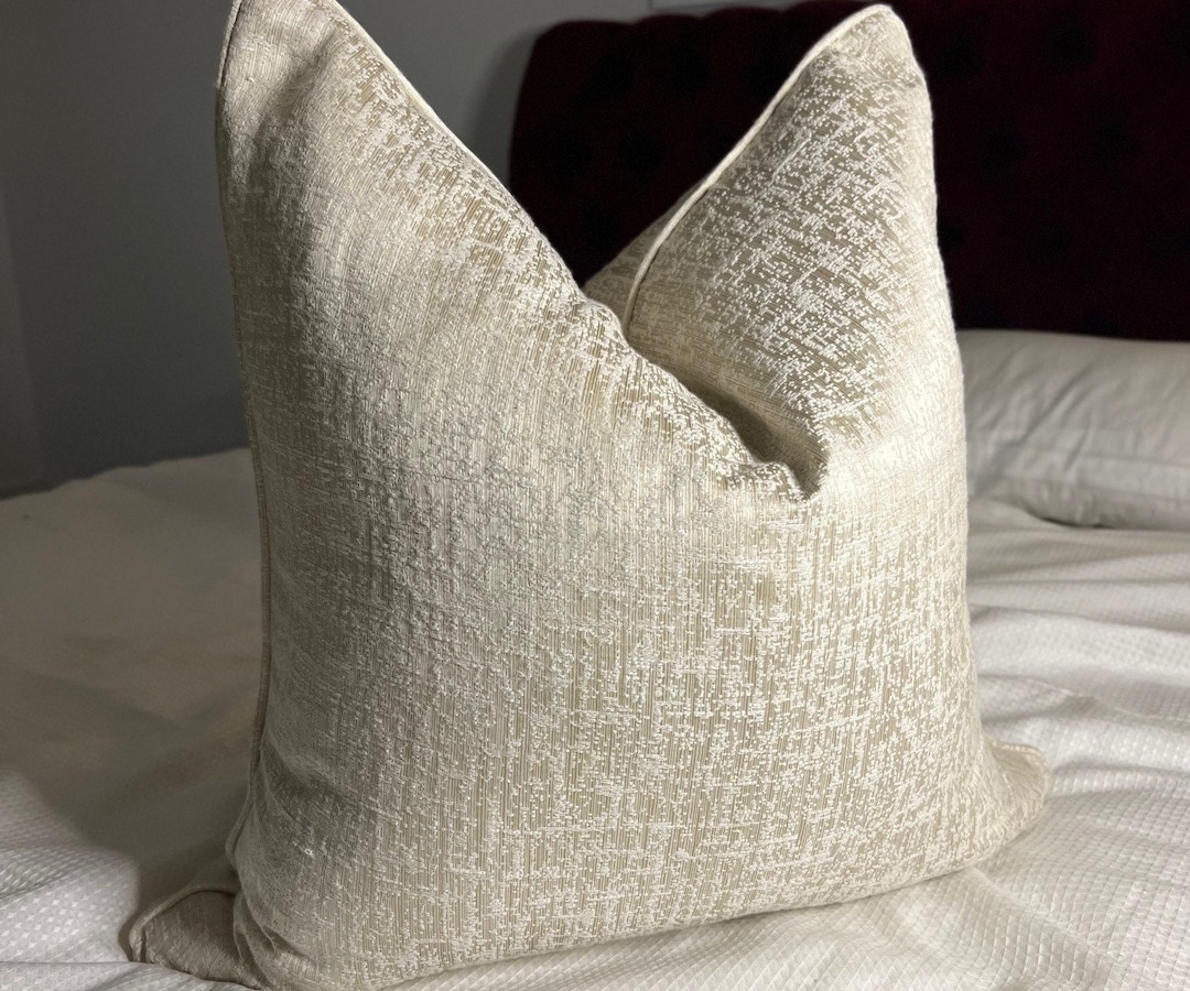 Cream Textured Cushion Cover, Polyester Material Cushion Cover, Luxury ...