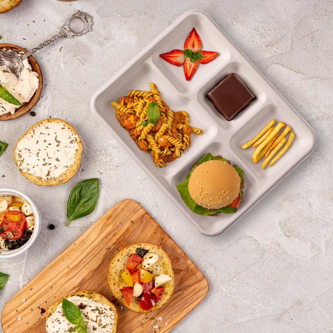 Greener Settings 125 Paper Food Trays Disposable Compostable Recyclable ...