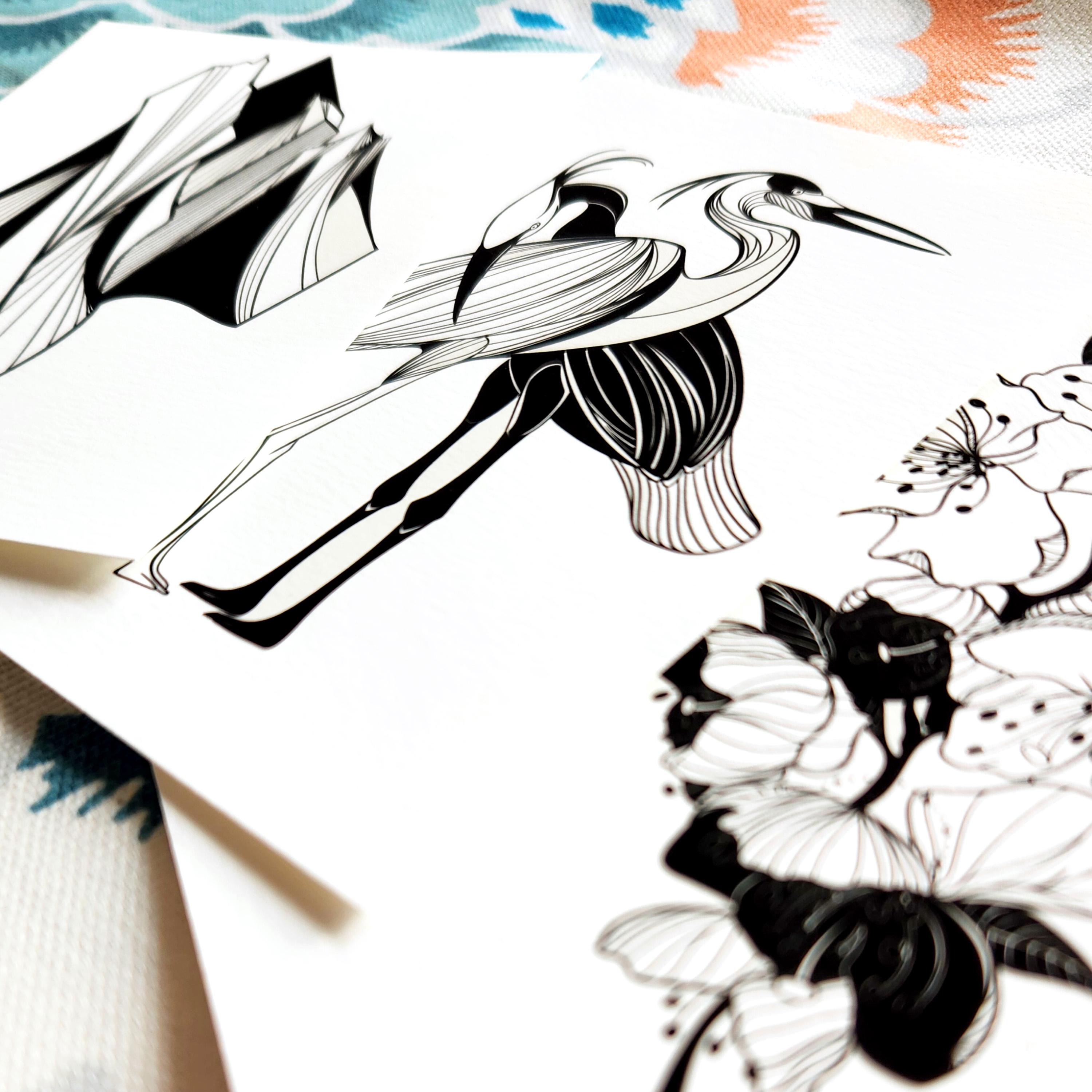 Elegant Postcards in Black and White - Etsy