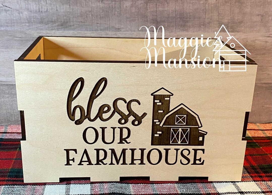 FARMHOUSE SET OF 3 Small Engraved Crate - Etsy