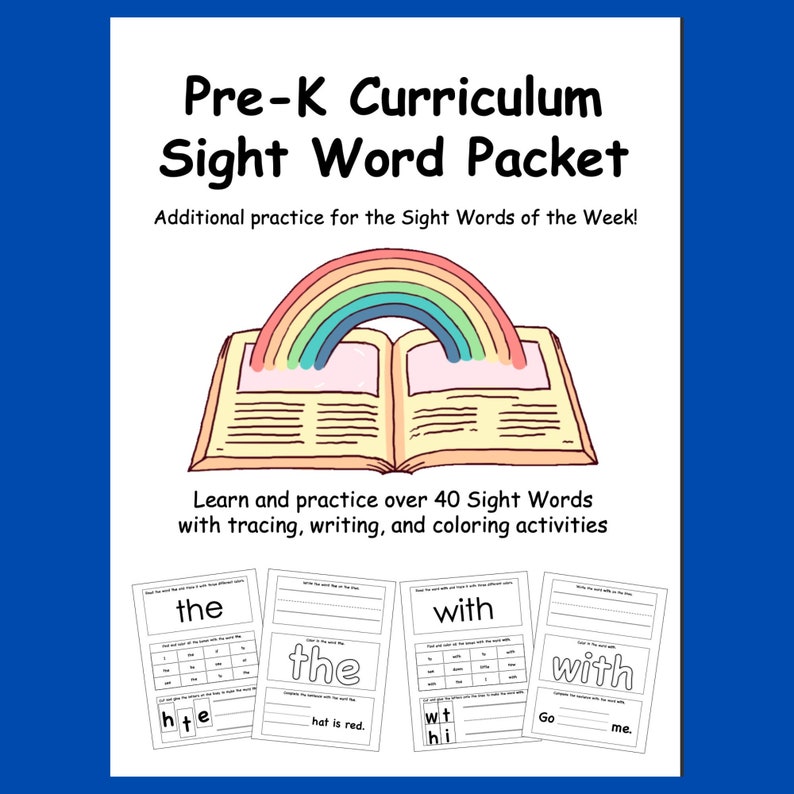 Sight Word Packet - Etsy