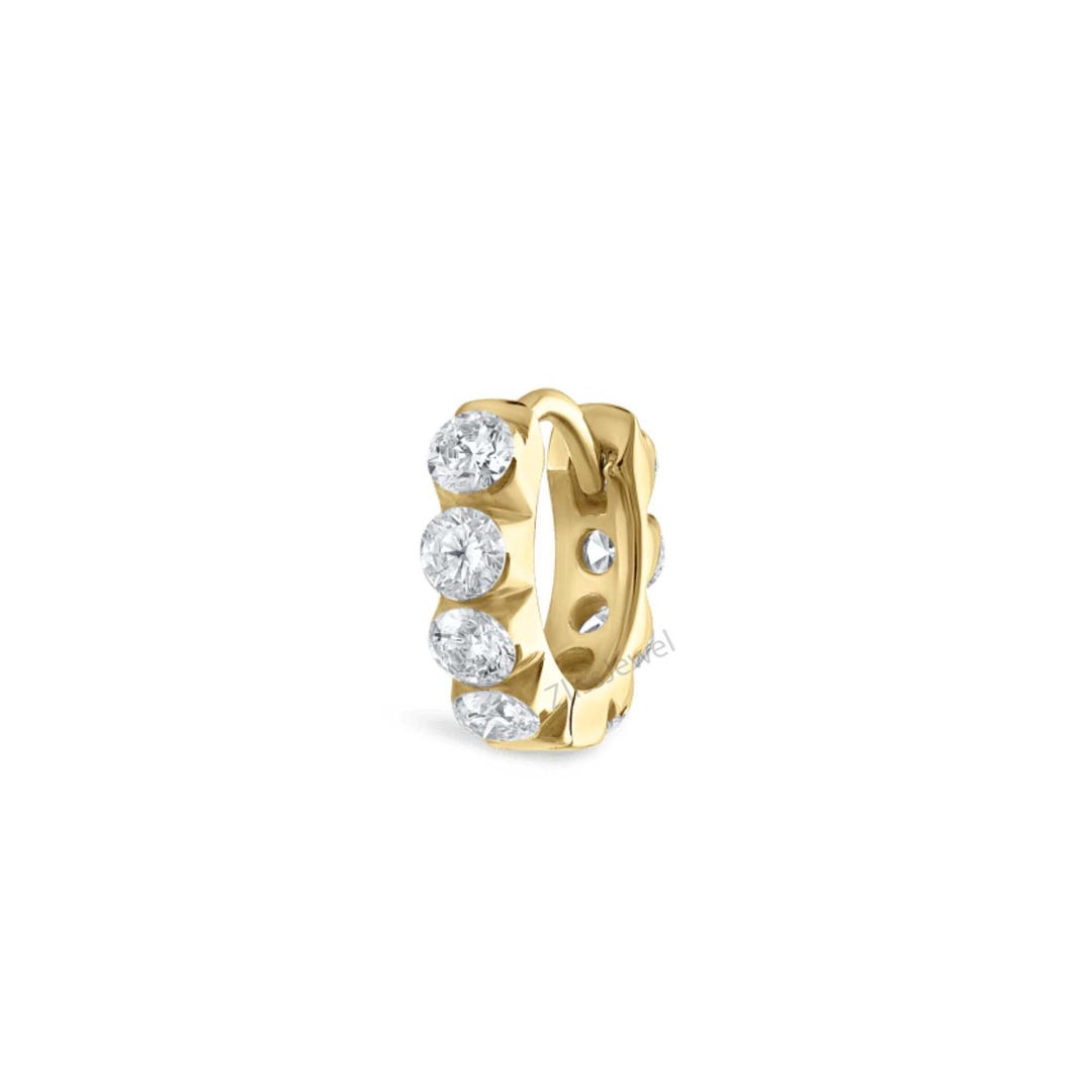 Invisible Set Large Diamond Eternity Hoop Earring Freya Solid Gold With ...