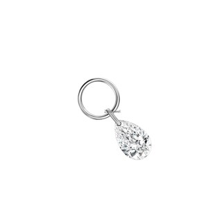 Single Floating Pear Diamond Charm, Ear Piercing Drop, Chains and Charm ...