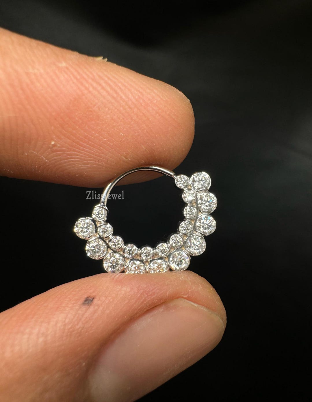 Eloise 14K Gold Invisible Setting Septum With Round Lab Grown Diamond ...
