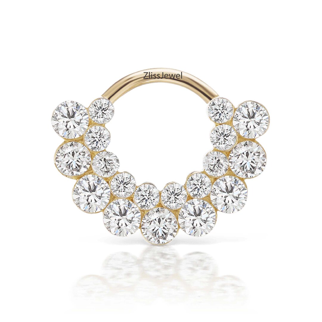 Eloise 14K Gold Invisible Setting Septum With Round Lab Grown Diamond ...