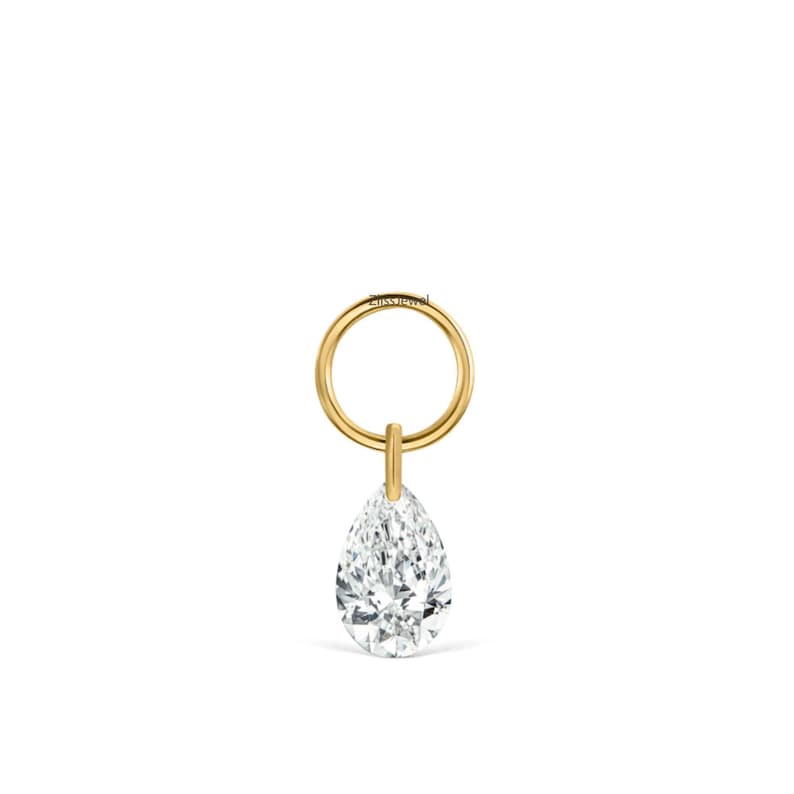 Single Floating Pear Diamond Charm, Ear Piercing Drop, Chains and Charm ...