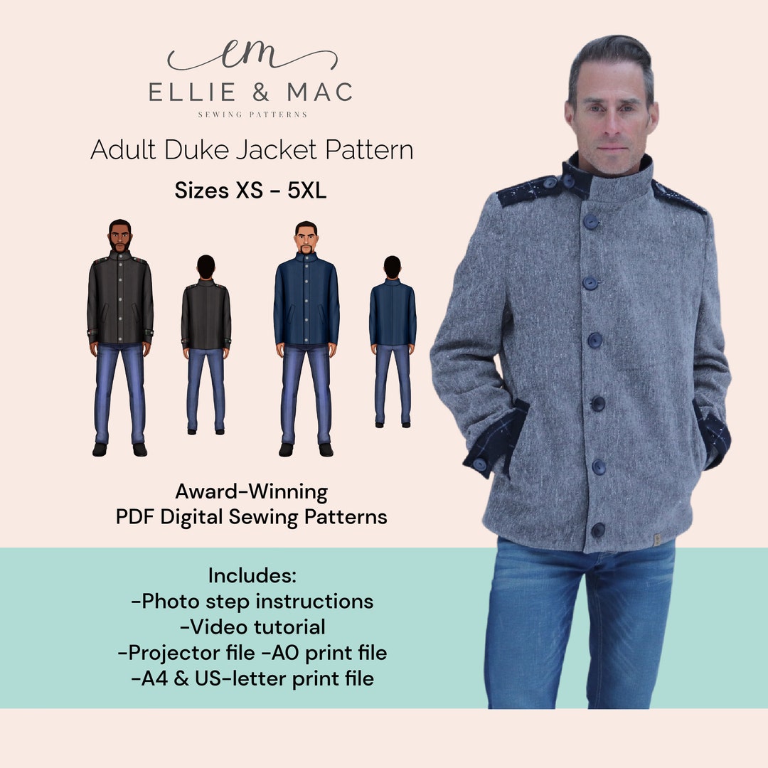 Woven Peacoat Jacket Pattern - PDF Sewing Pattern (straight Fit ...
