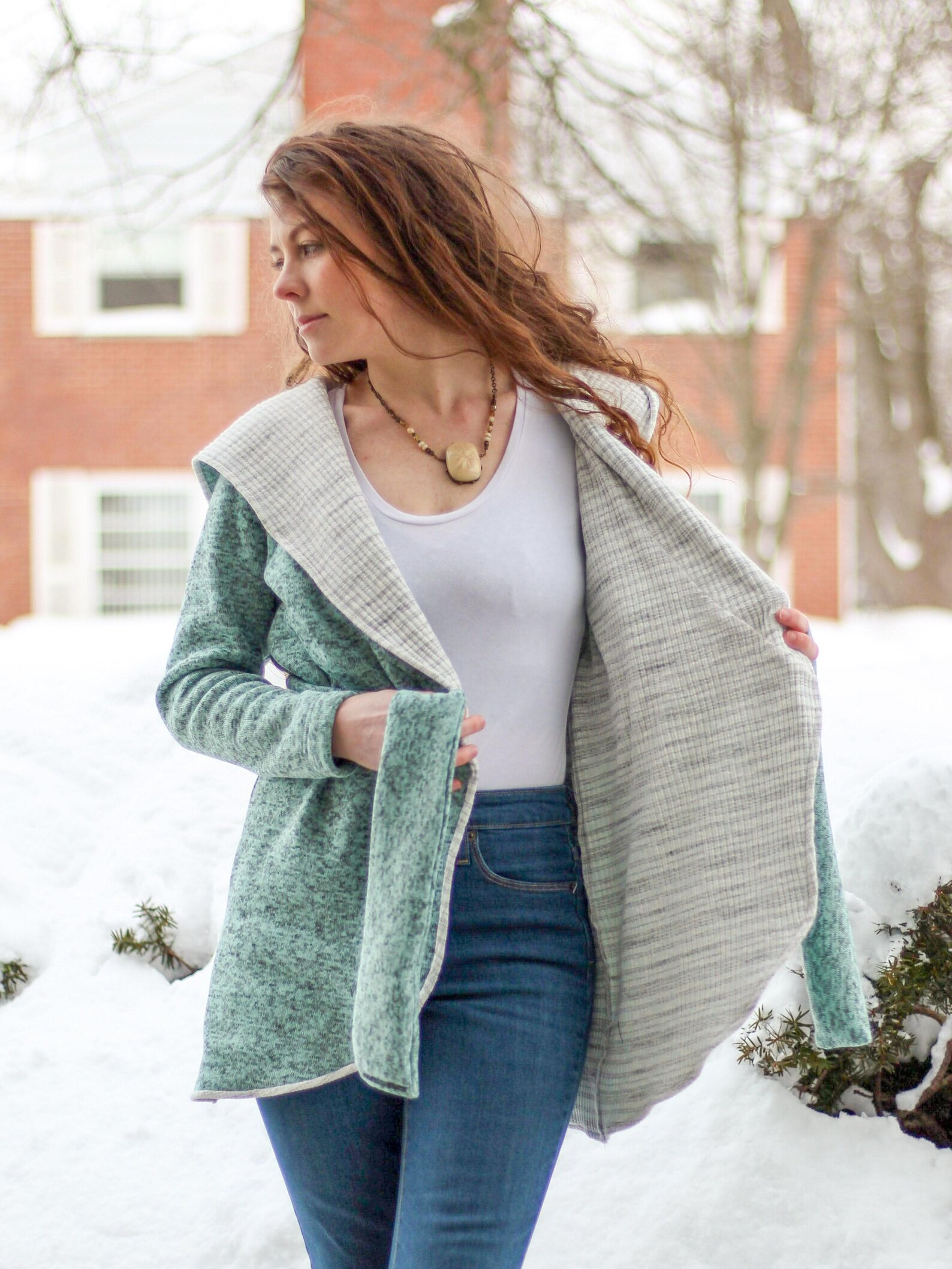 Oversized Hood Wrap Jacket Sewing Pattern: Knit Cardigan (PDF Pattern ...