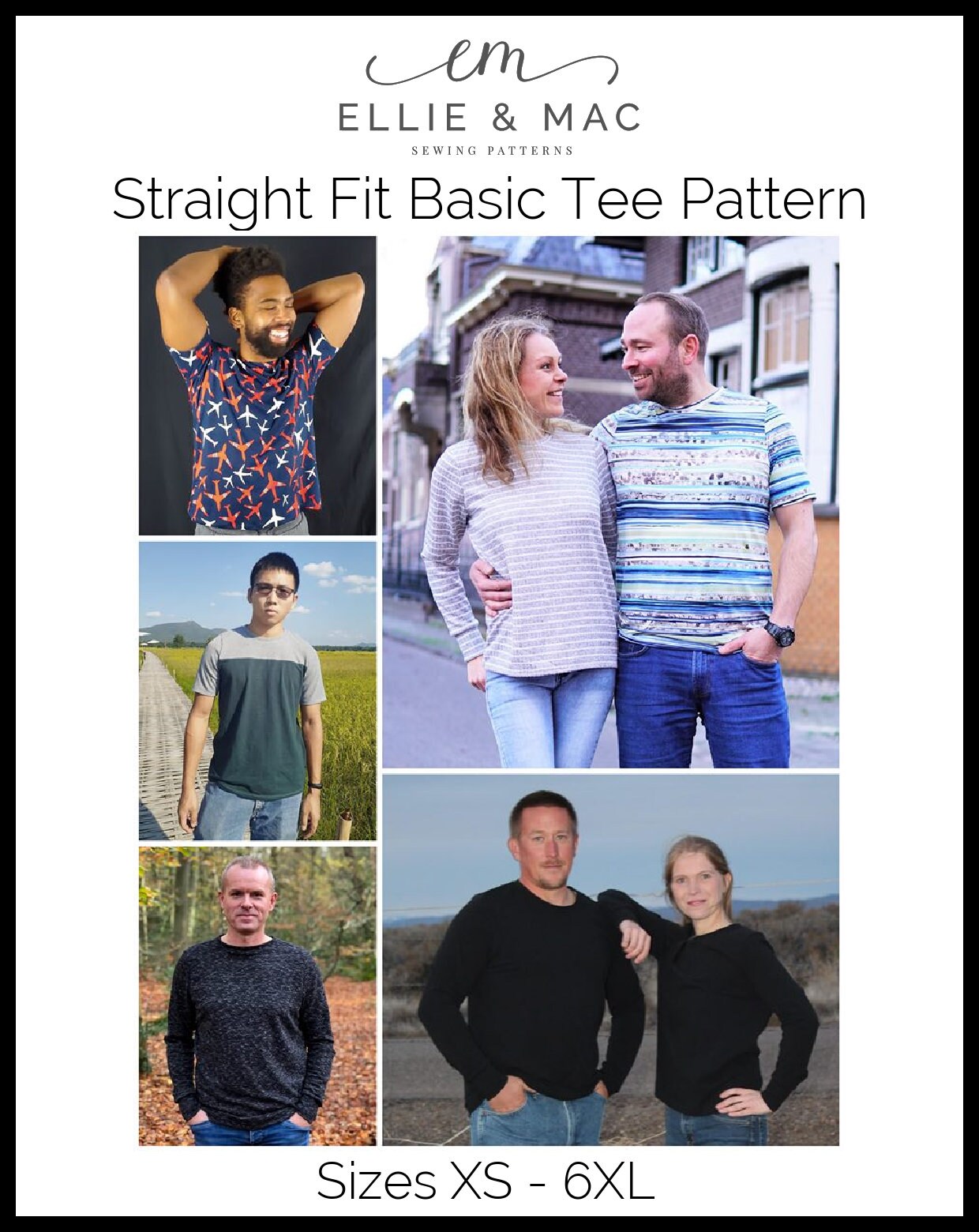 Basic Tee Pattern PDF Sewing Pattern straight Fit Sizes - Etsy
