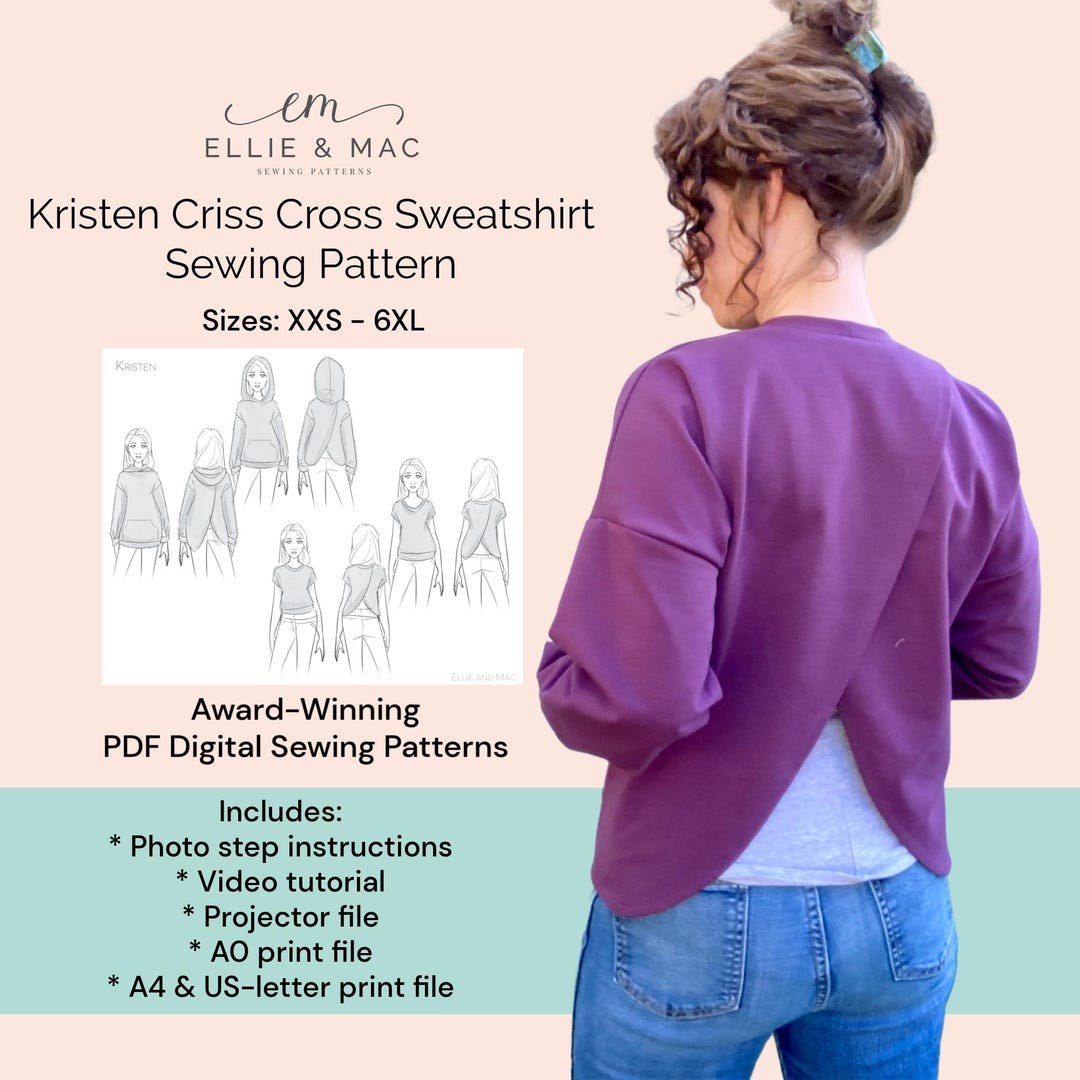 Criss Cross Back Sewing Pattern | Projector Pattern | Sizes XXS - 6XL | PDF Sewing Pattern ...