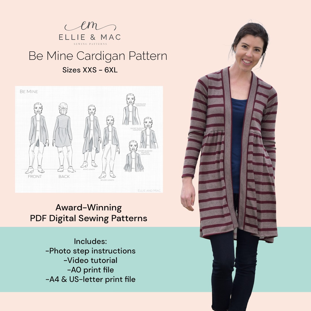 Cardigan Sweater Sewing Pattern | Easy PDF Sewing Pattern | 12 Sizes ...