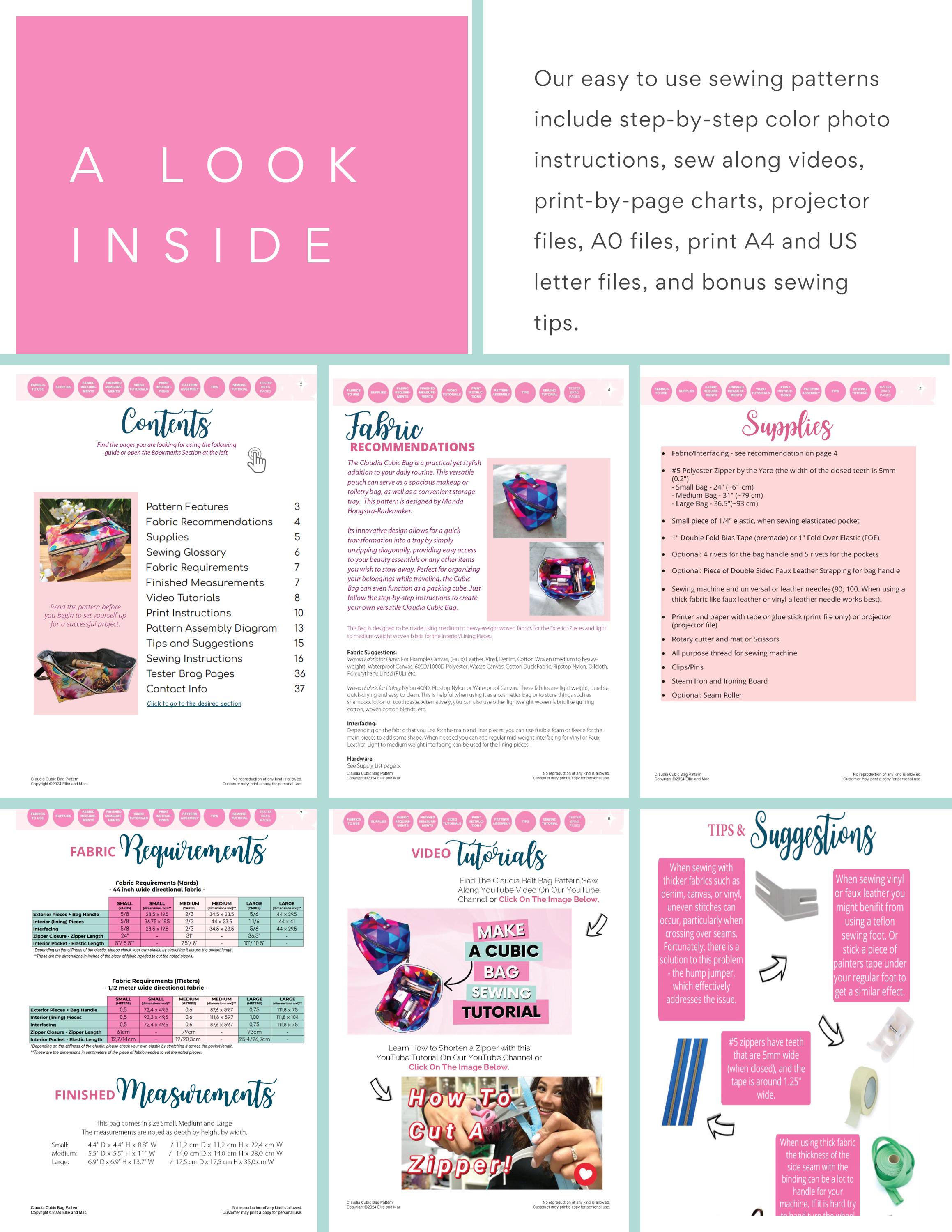 Claudia Cubic Bag Sewing Pattern: Cosmetic & Travel Organizer (PDF) - Etsy