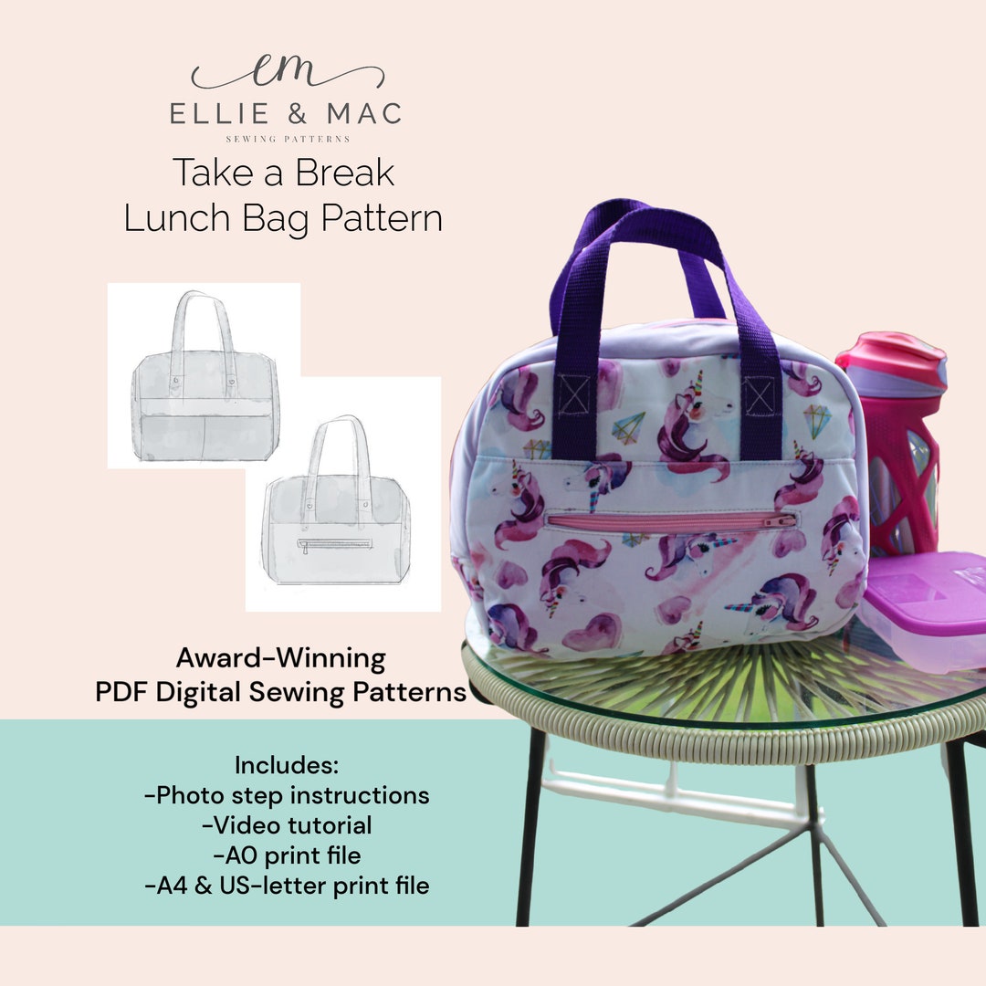 Lunch Bag Sewing Pattern - Lunchbox Pattern - Digital PDF Sewing ...