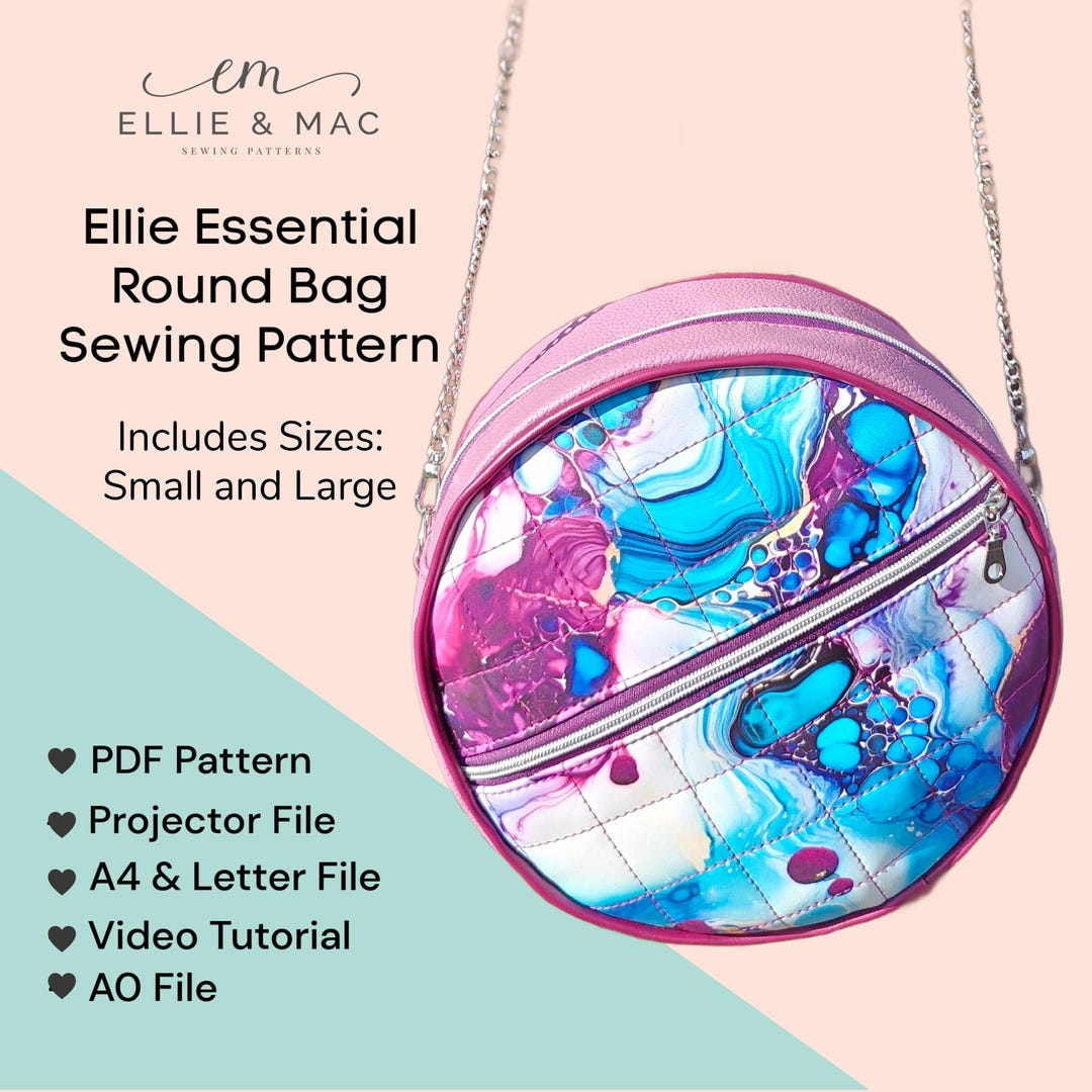 Ellie Essential Round Bag PDF Sewing Pattern - Circular Crossbody & Handbag Tutorial - 2 Sizes ...