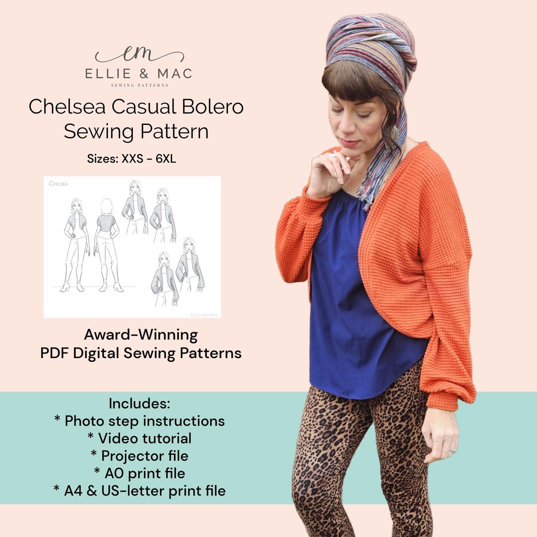 Bolero Sewing Pattern Projector Pattern Sizes XXS 6XL PDF Sewing ...