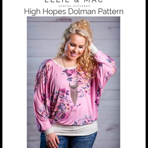 Dolman Top PDF Sewing Pattern | Sizes XXS - 5XL | Ellie and Mac ...