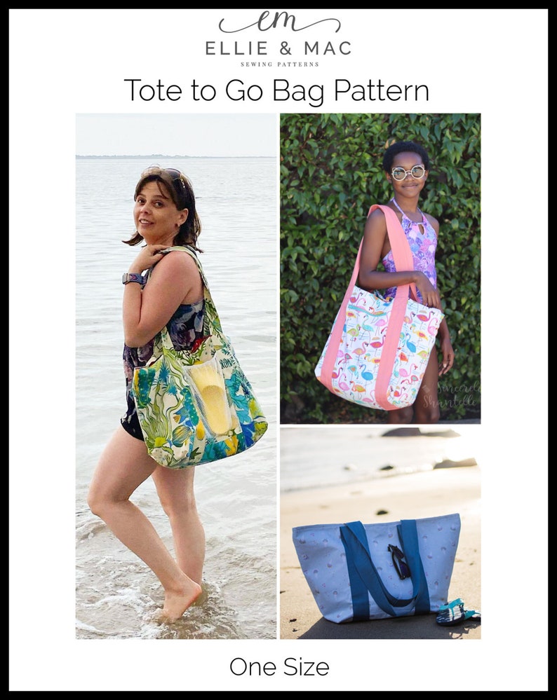 Tote to Go Bag Pattern Digital PDF Sewing Pattern Beach - Etsy