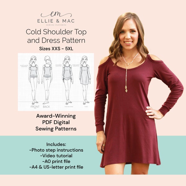 Cold Shoulder Top Sewing Pattern - Etsy