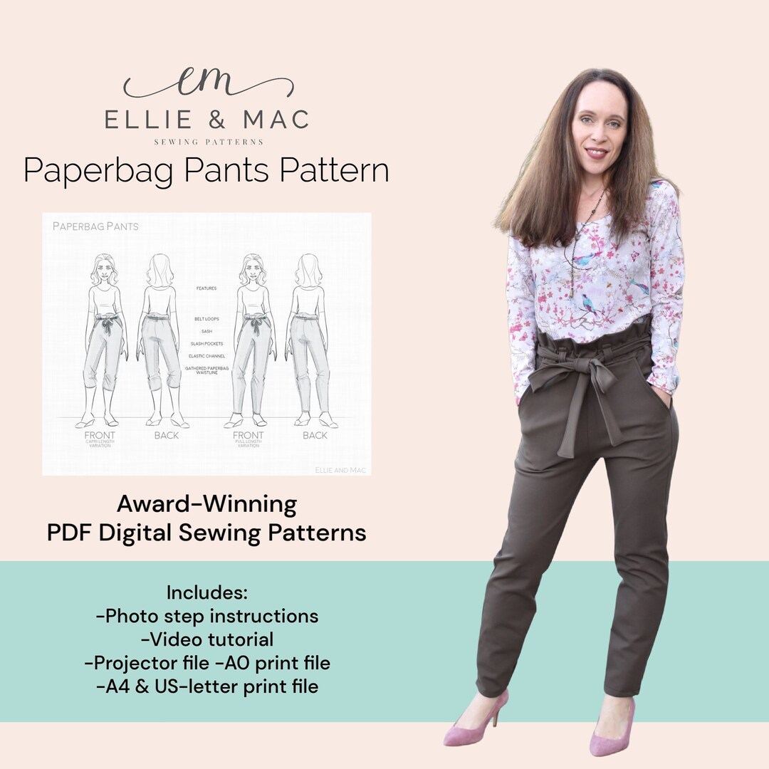 Paperbag Pants Sewing Pattern: Knit Fabric, Sizes XXS-5XL (digital PDF) - Etsy