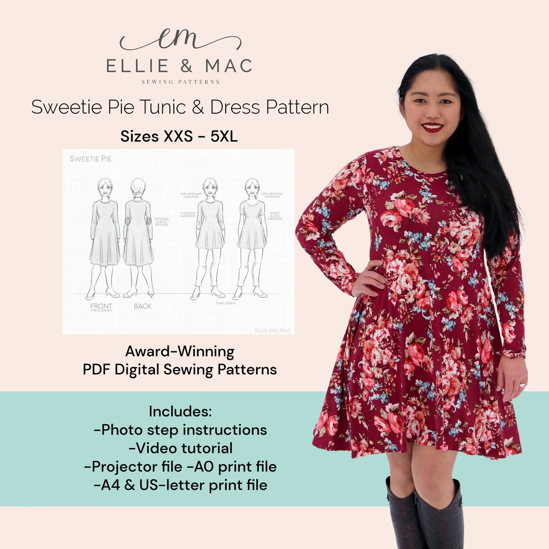 Sweetie Pie Tunic Dress Sewing Pattern With Video Tutorial - Etsy