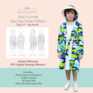 Kids Robe Sewing Pattern | Projector Pattern | Sizes 2T - Teen 18 | PDF ...