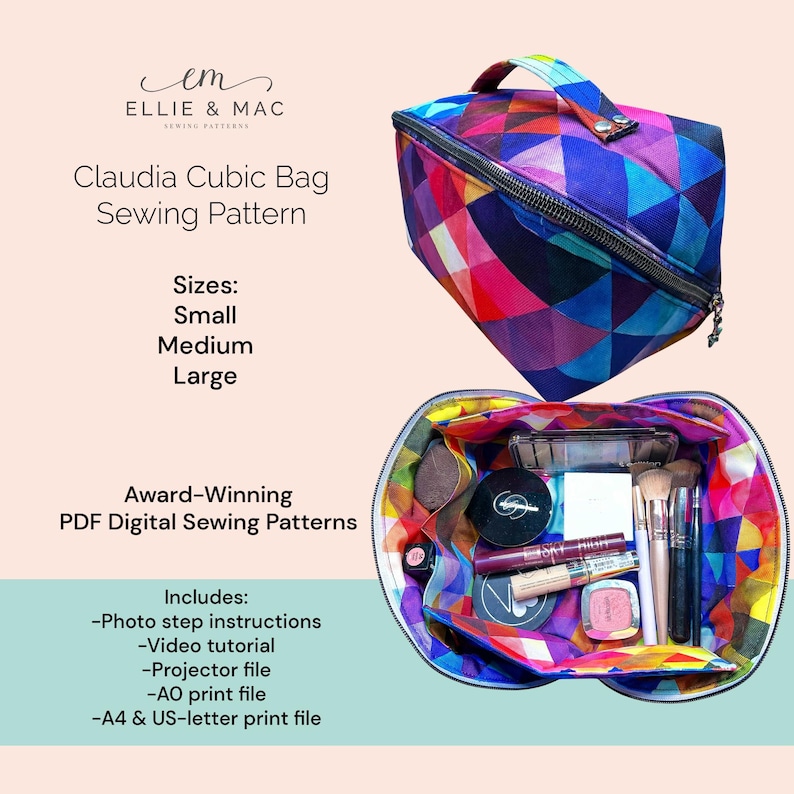 Claudia Cubic Bag Sewing Pattern: Cosmetic & Travel Organizer (PDF) - Etsy