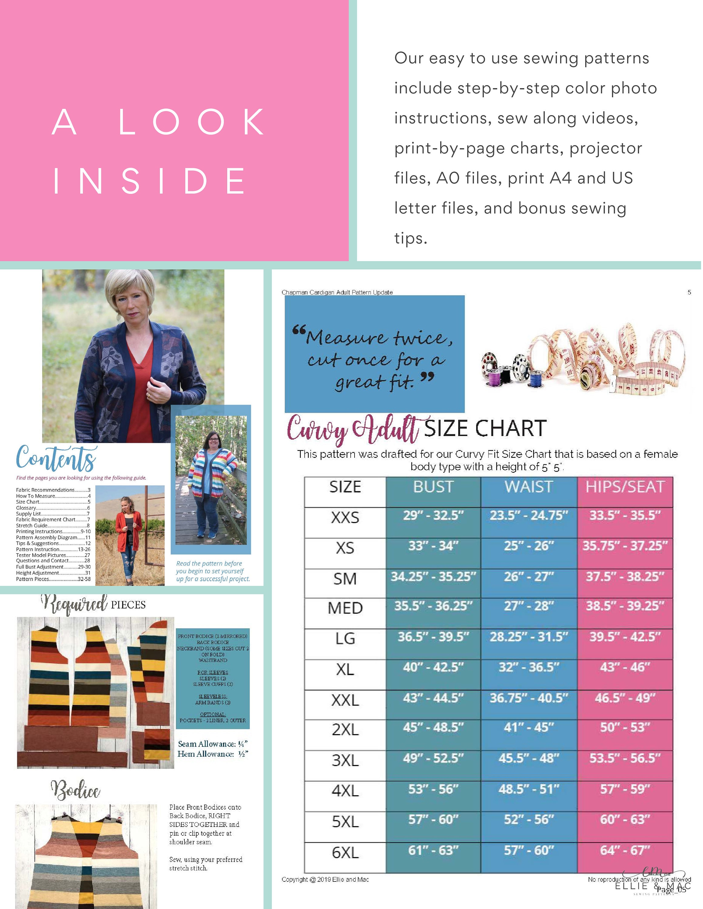 The Chapman Cardigan Pattern PDF Sewing Pattern Sizes XXS - Etsy