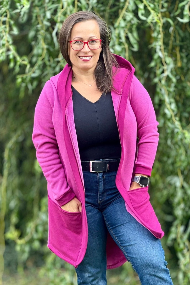 Hooded Cardigan Sewing Pattern: Hi-low Hem, Pockets (XXS-7XL) (PDF ...