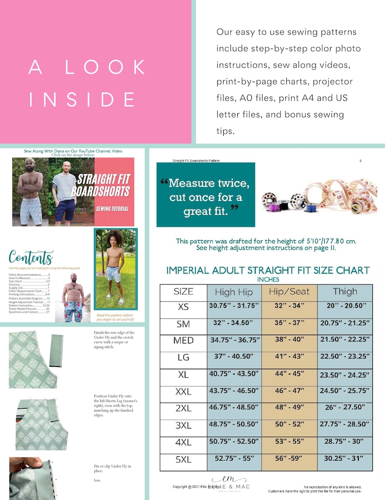 Swim Trunks Sewing Pattern: Adult Boardshorts PDF (XS-5XL) - Etsy