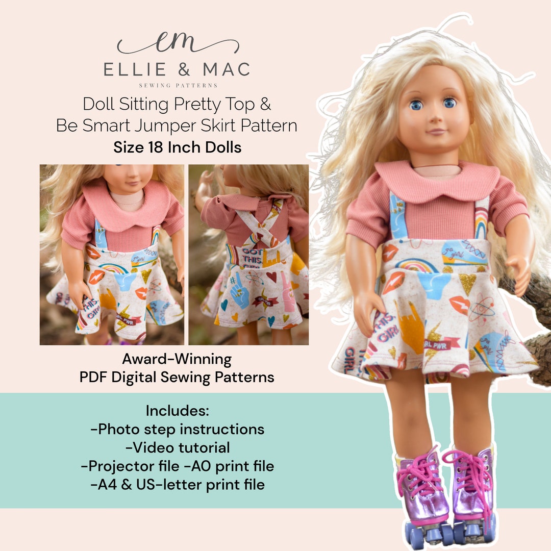 Doll Jumper Skirt & Top Pattern, PDF Sewing Pattern, Beginner Level ...