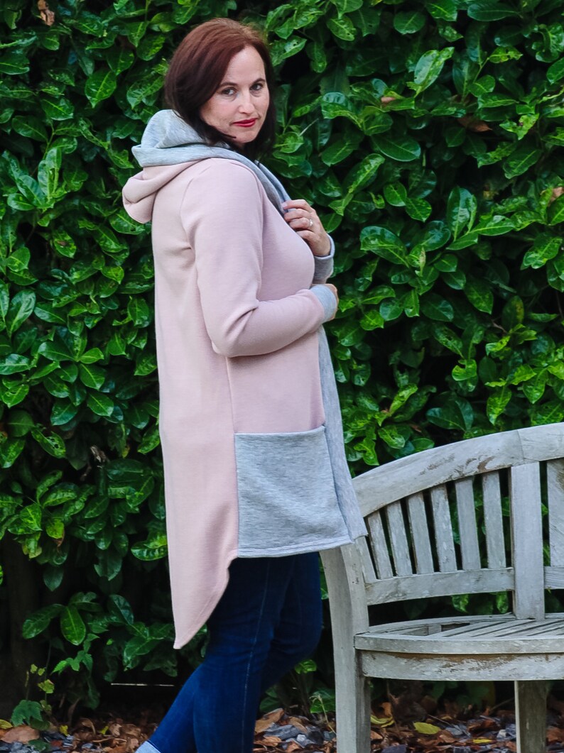 Cozy Hooded Cardigan Sewing Pattern: Hi-low Hem, Pockets (XXS-7XL) (PDF ...