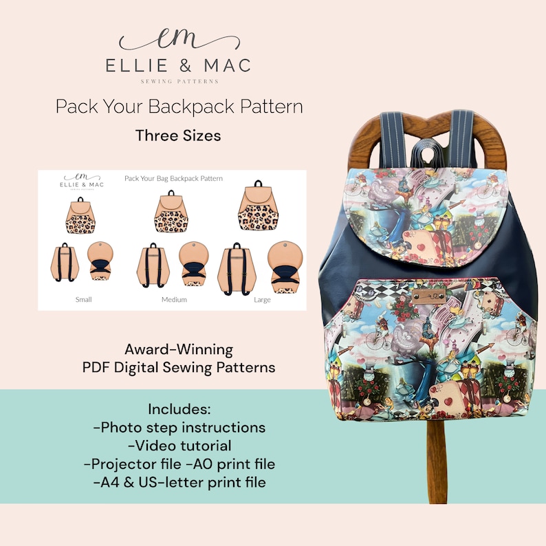Pack Your Bag Backpack Pattern Three Sizes Digital PDF - Etsy
