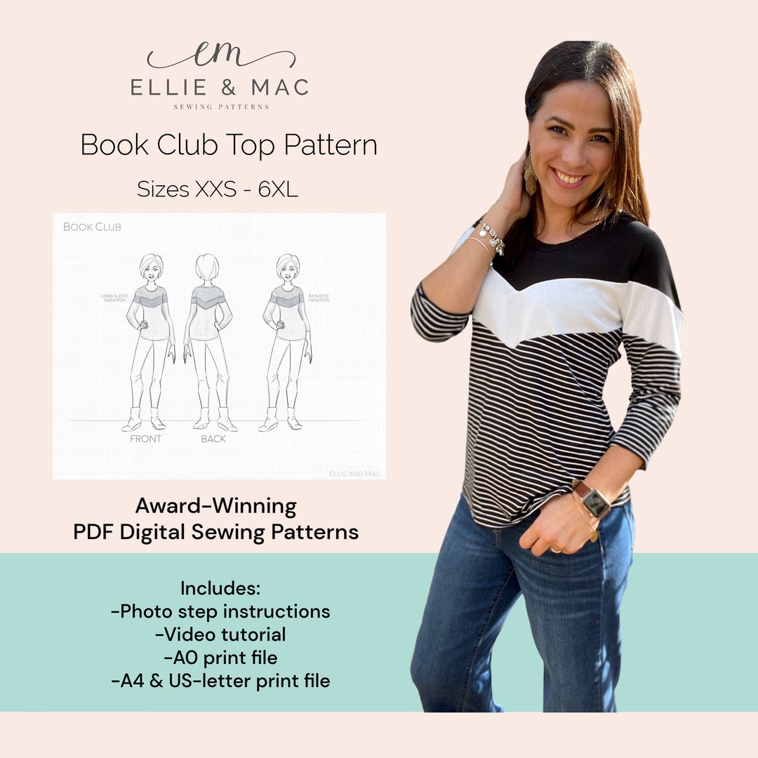 Color Block Top Sewing Pattern| 12 Sizes XXS - 6XL| Projector File| PDF ...