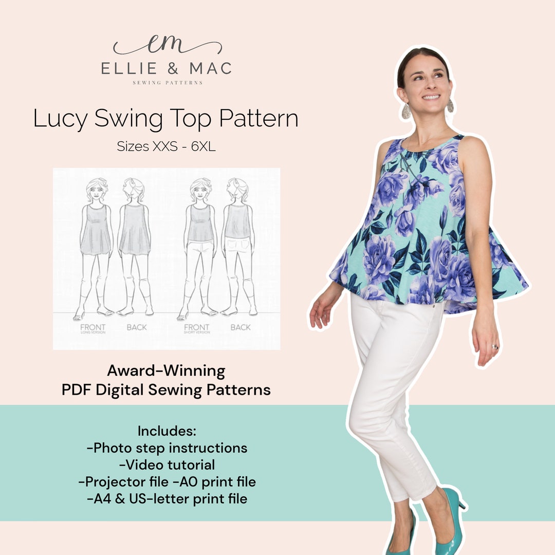 Swing Top Sewing Pattern| 12 Sizes XXS - 6XL| Projector File| PDF ...