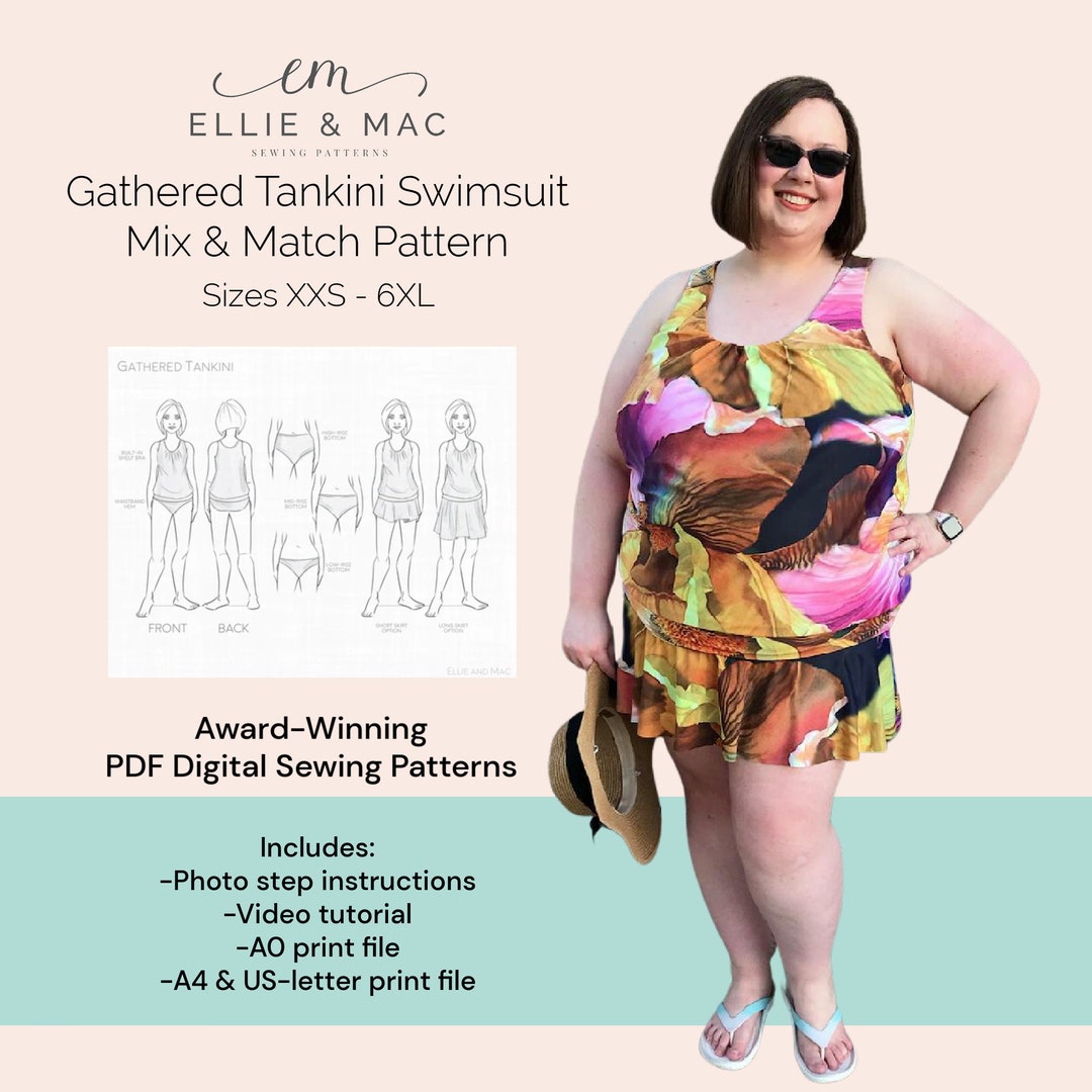 Skirted Swimsuit Sewing Pattern Sizes XXS 6XL Digital PDF Sewing ...
