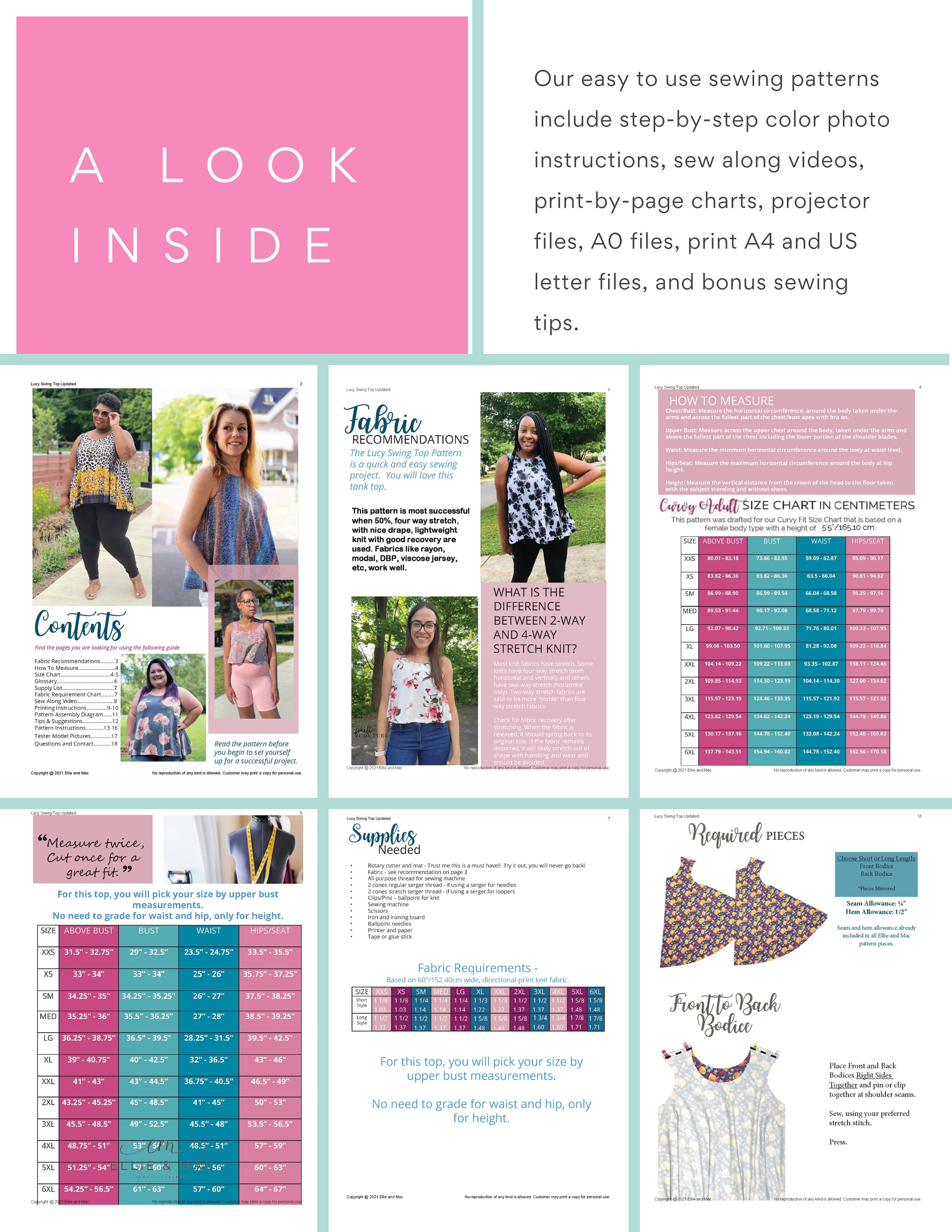 Lucy Swing Top Sewing Pattern: Easy Knit Tank (XXS-6XL) (PDF Pattern ...